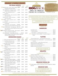 Menu - Hogback Deli & Grill Premium Catering